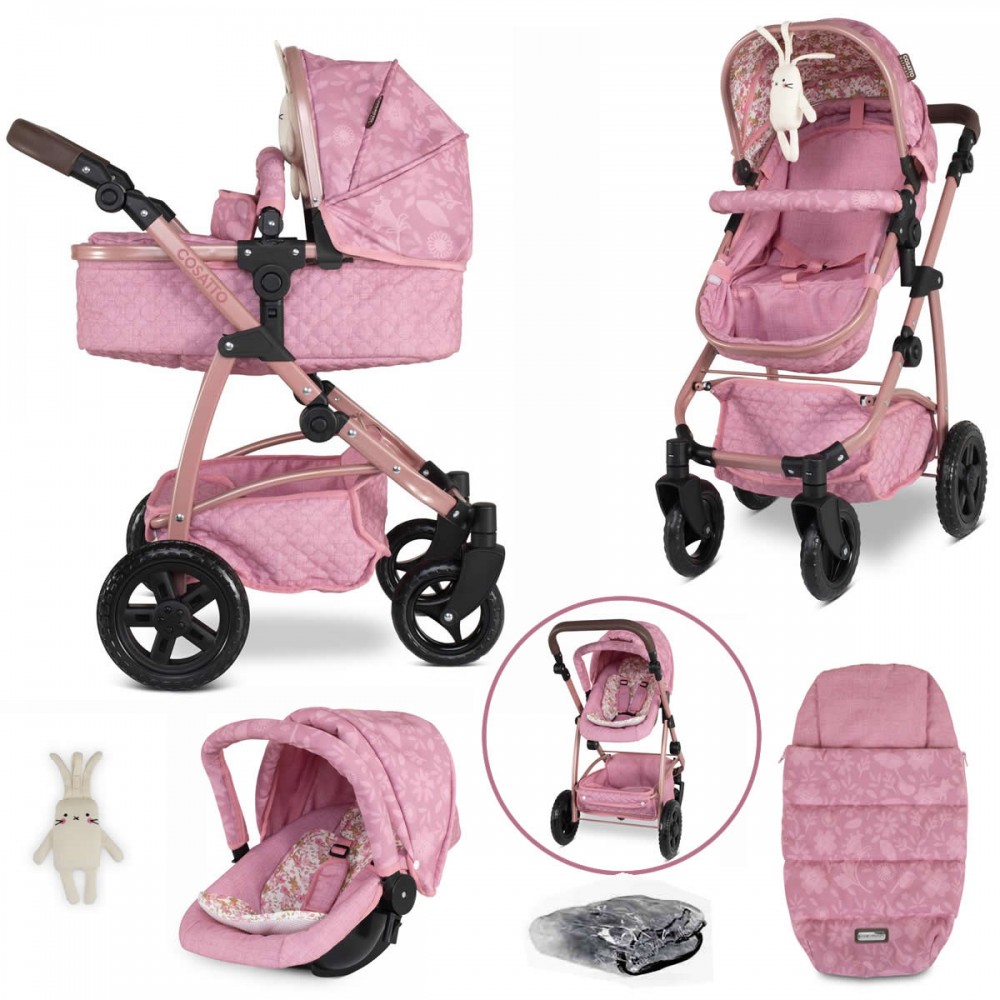 Cosatto Wow 3 in 1 Dolls Pram and Car Seat Travel System Bundle, Camille