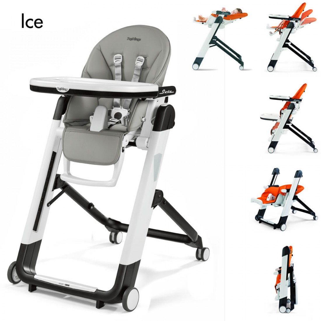 Peg Perego Siesta Follow Me Highchair, Ice - IH0300GB00BL73